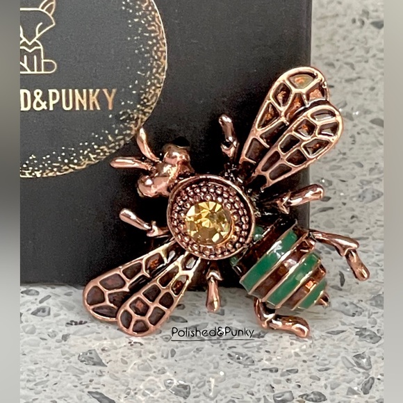 Source Unknown | Jewelry | Rose Gold Bee Brooch Bee Pin Honey Bee ...